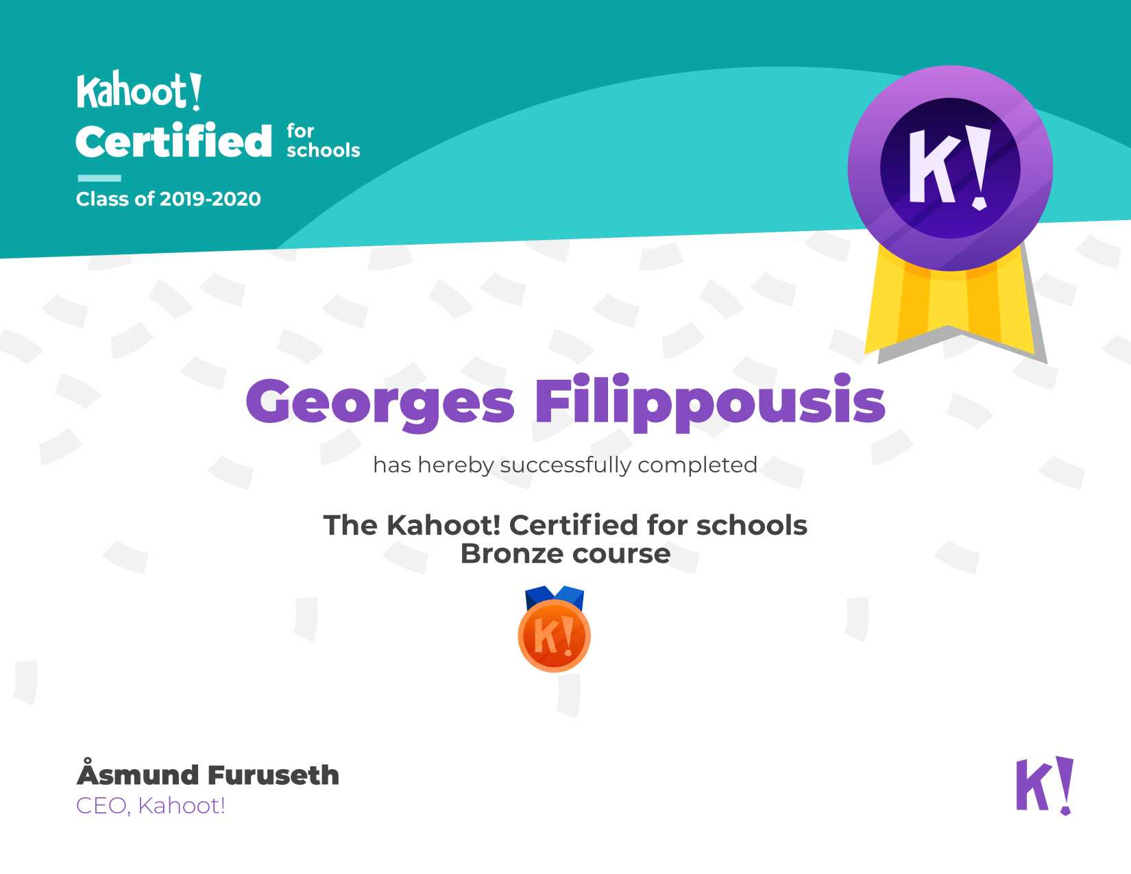 Kahoot! Bronze Badge – Integration ICT in Classroom