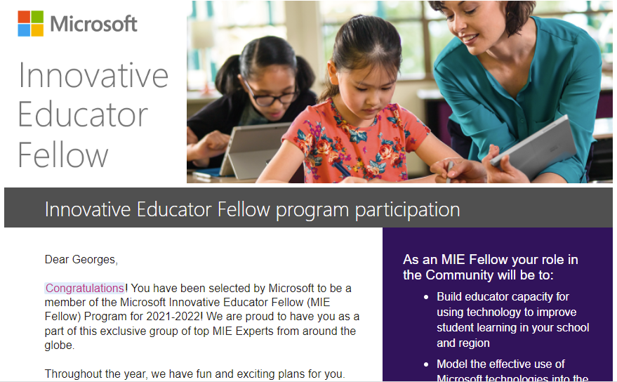 Microsoft Innovative Educator Fellow 2021-2022 – Integration ICT in ...